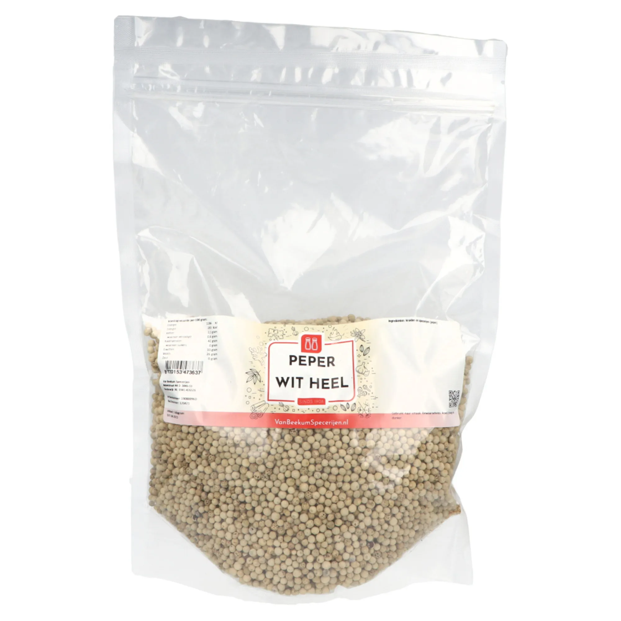 Witte peperkorrels kopen | Van Beekum Specerijen