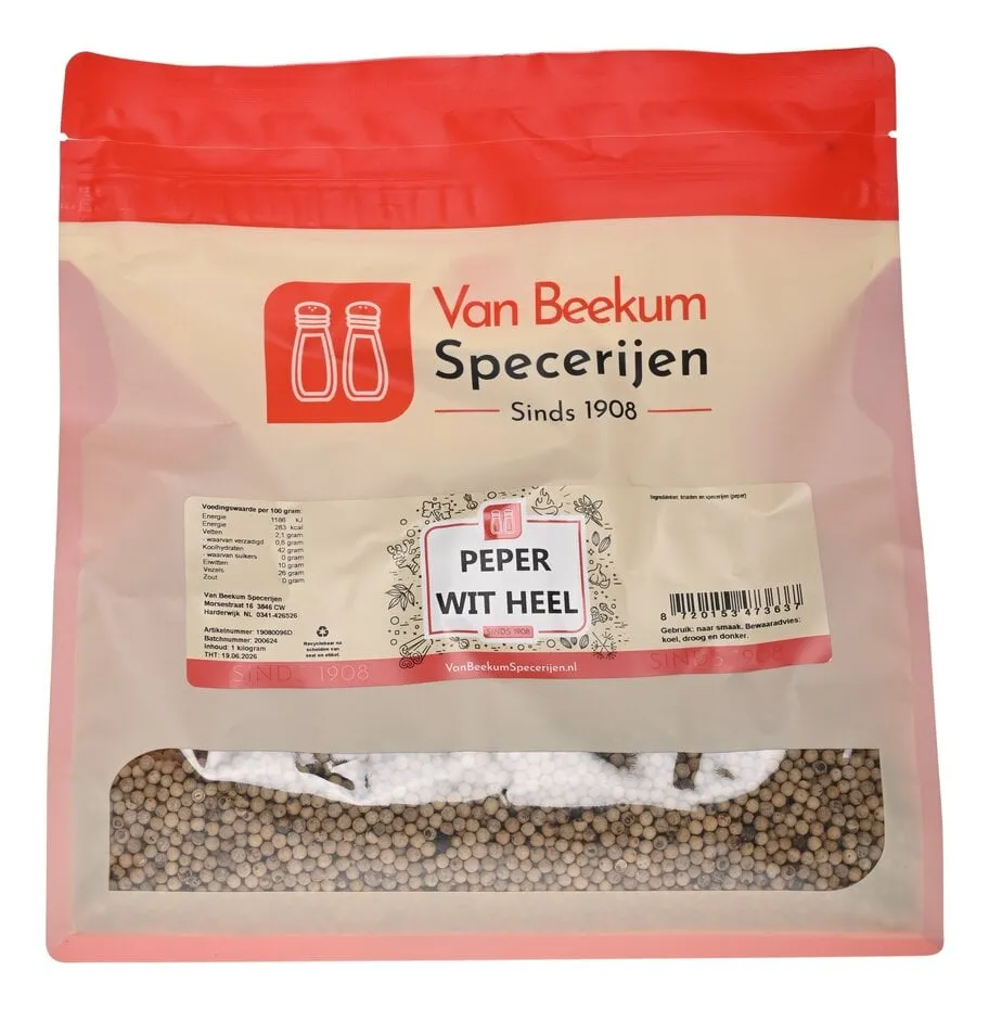 Witte Peperkorrels Kopen | Van Beekum Specerijen Sinds 1908