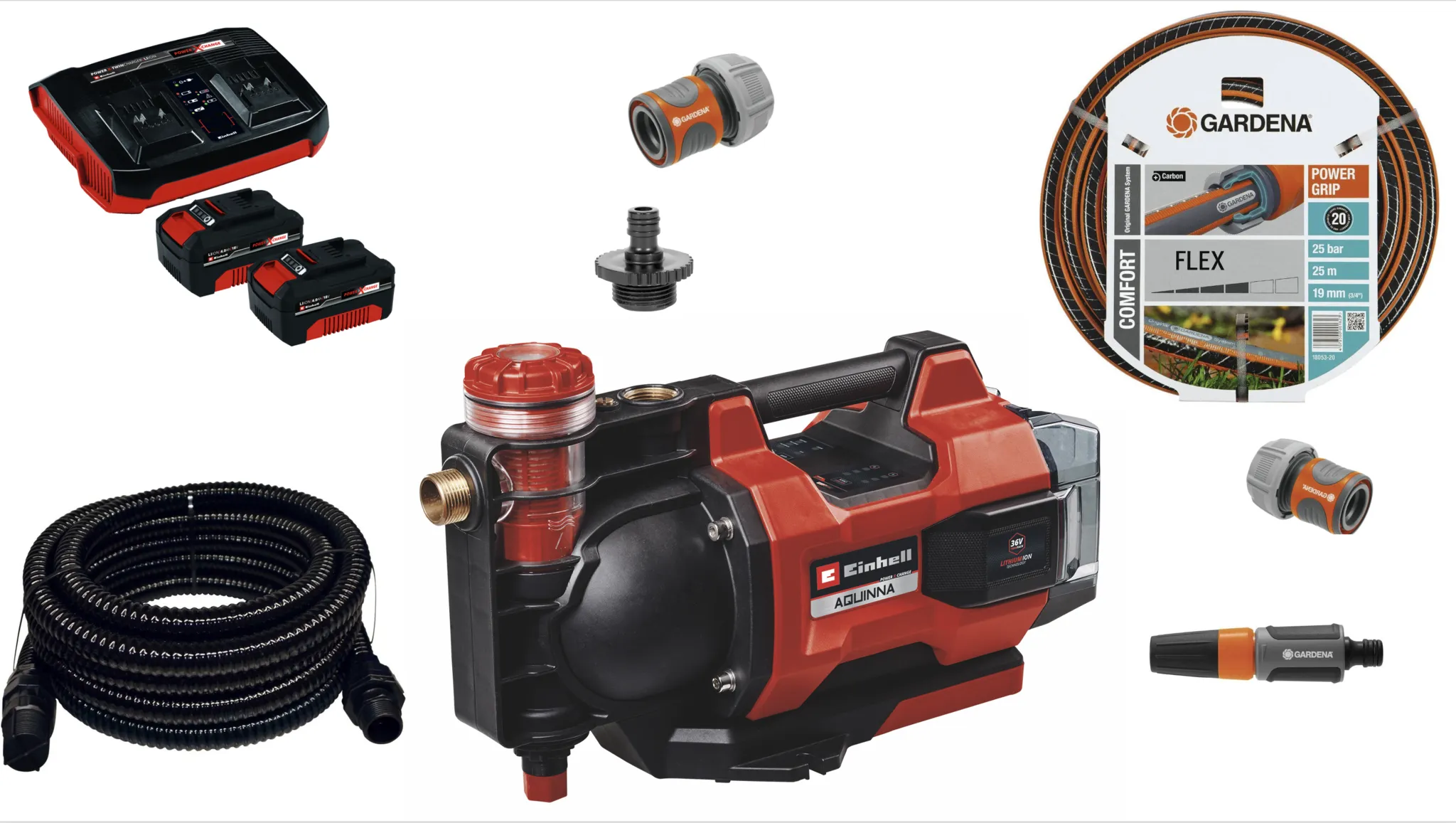 Einhell AQUINNA, de Luxe Accu Tuinpomp SET 36V Automatic - HoukemaTools